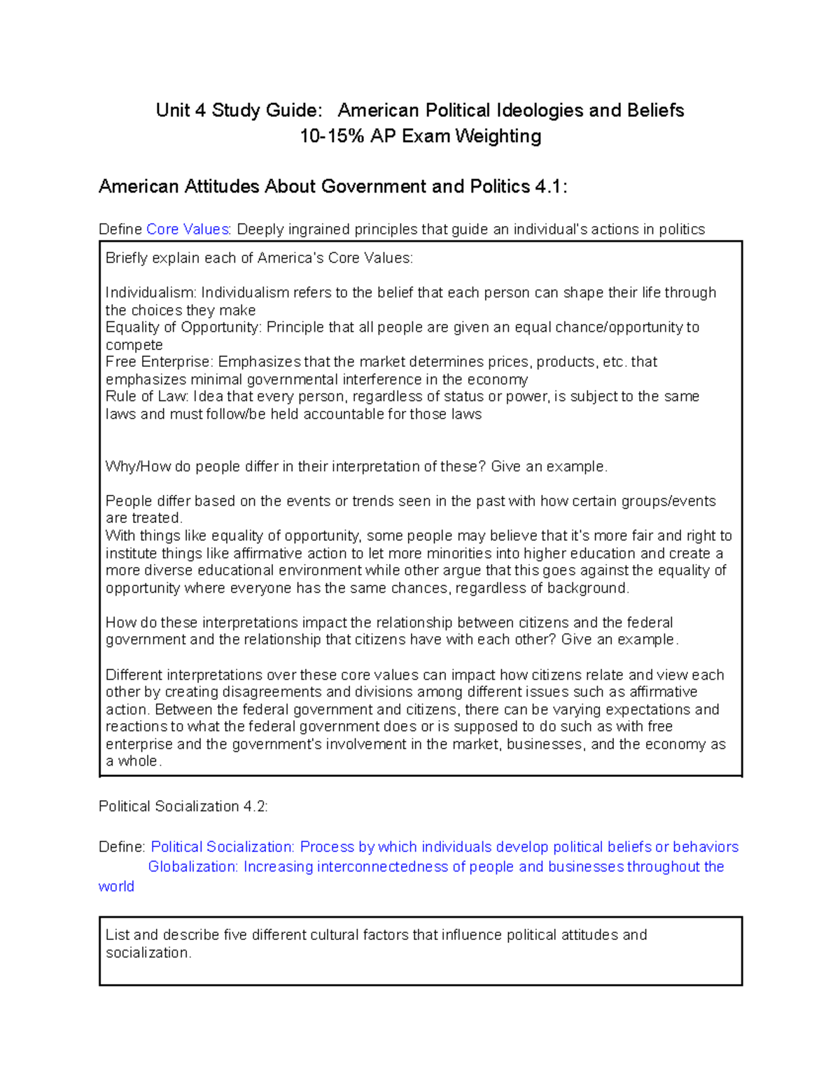 AP US Government and Politics Unit 4 Study Guide - Unit 4 Study Guide ...