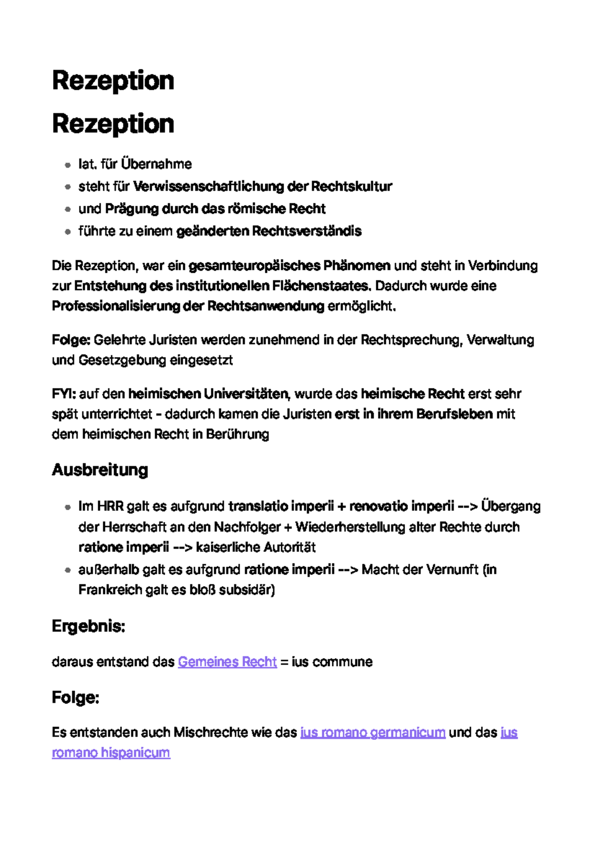 Rezeption - Rezeption Rezeption lat. für Übernahme steht für ...