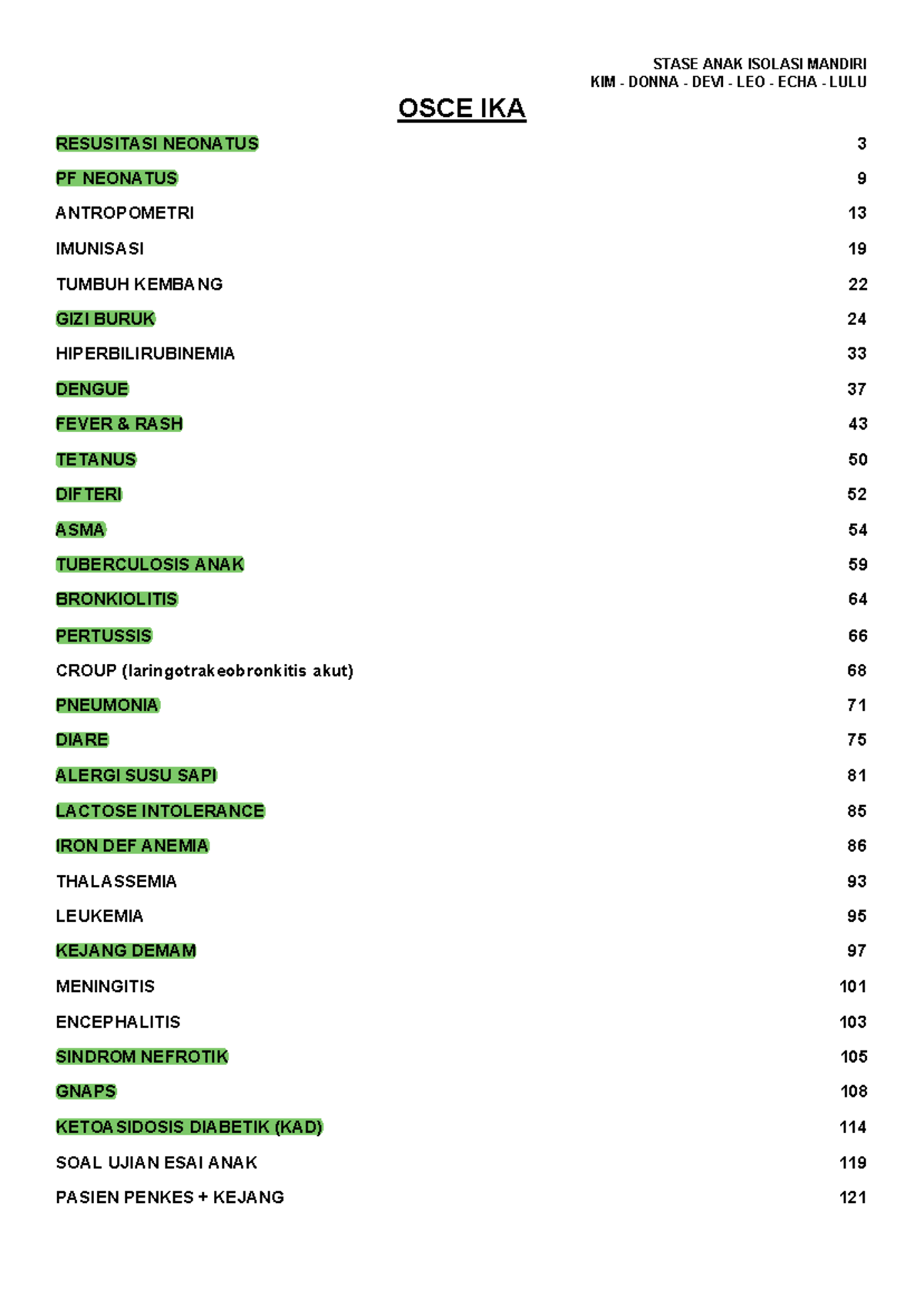 Note OSCE - OSCE note - KIM - DONNA - DEVI - LEO - ECHA - LULU ...