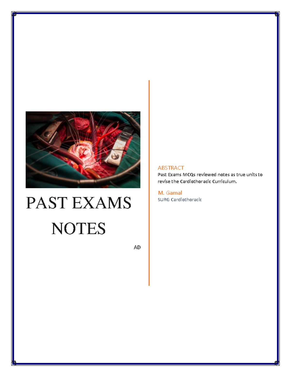 Exams Notes - a practice materials for Medical study material - PAST ...