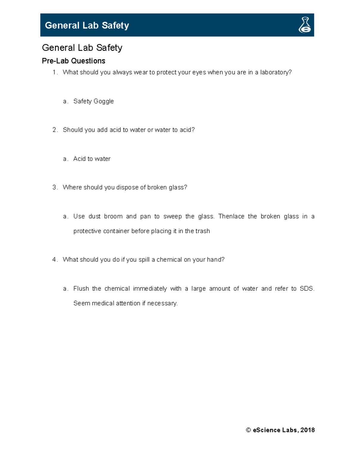 Lab 2 General Biology Lab Safety Information - General Lab Safety Pre ...