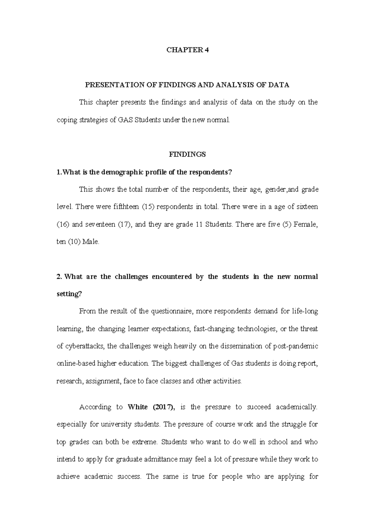 Chapter 4 - please enough na - CHAPTER 4 PRESENTATION OF FINDINGS AND ...