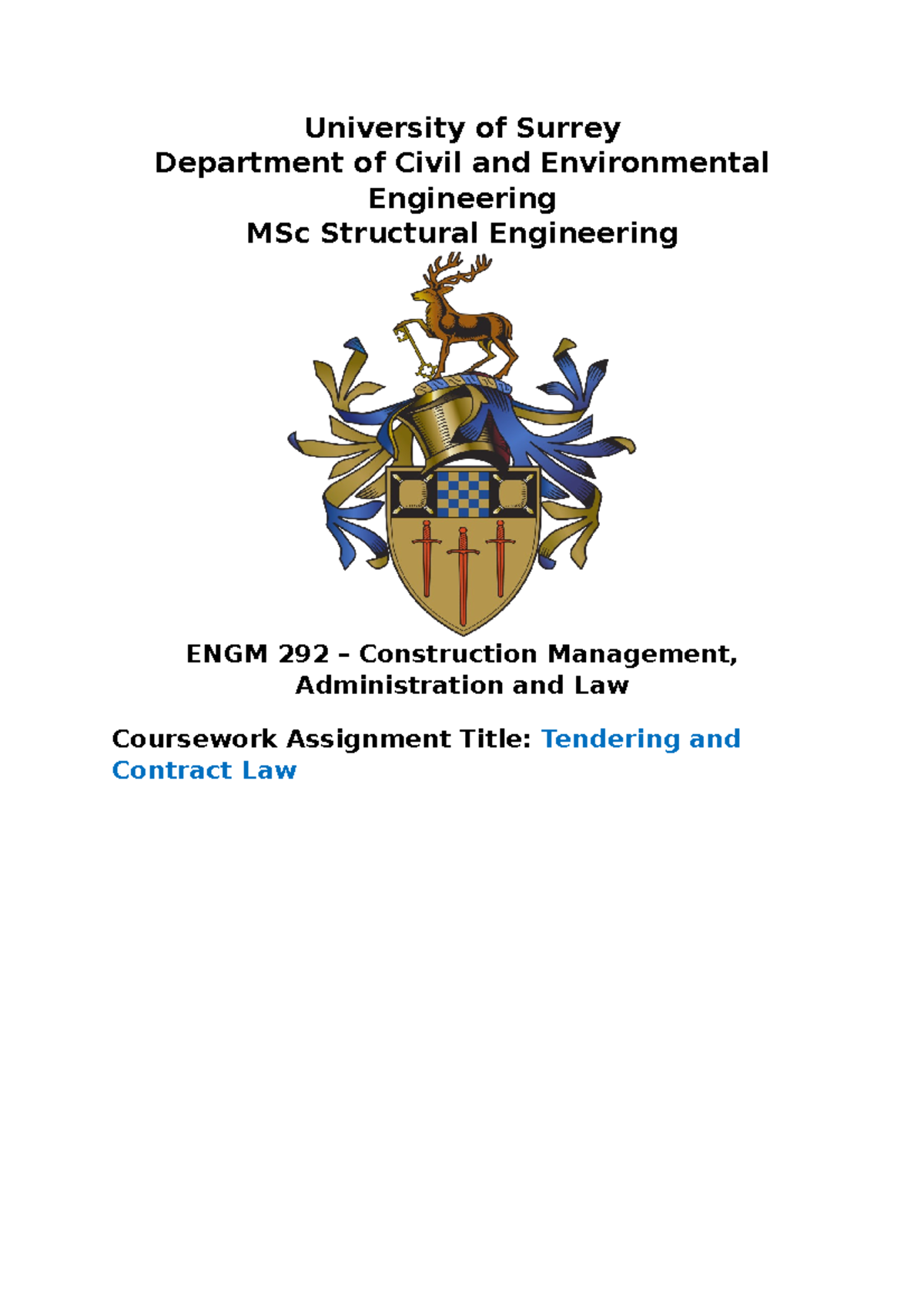 Approach - Coursework example - University of Surrey Department of ...