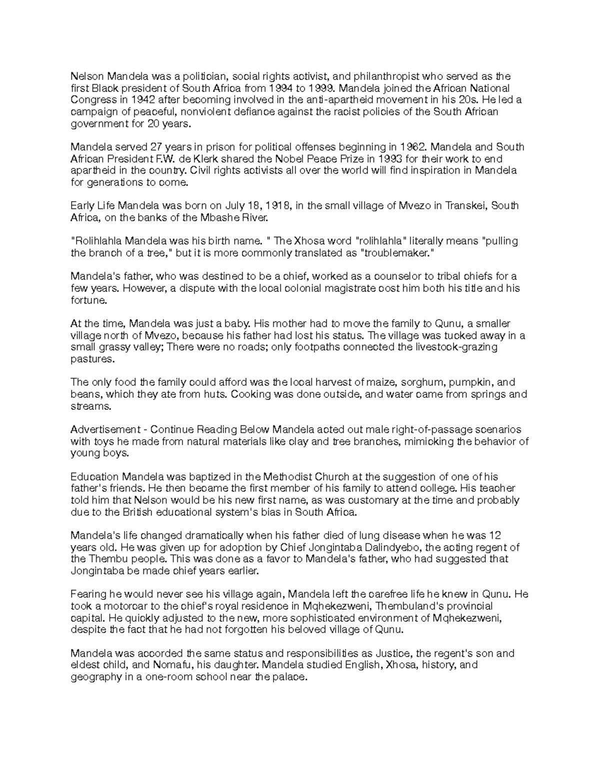 Nelson - research - Nelson Mandela was a politician, social rights ...