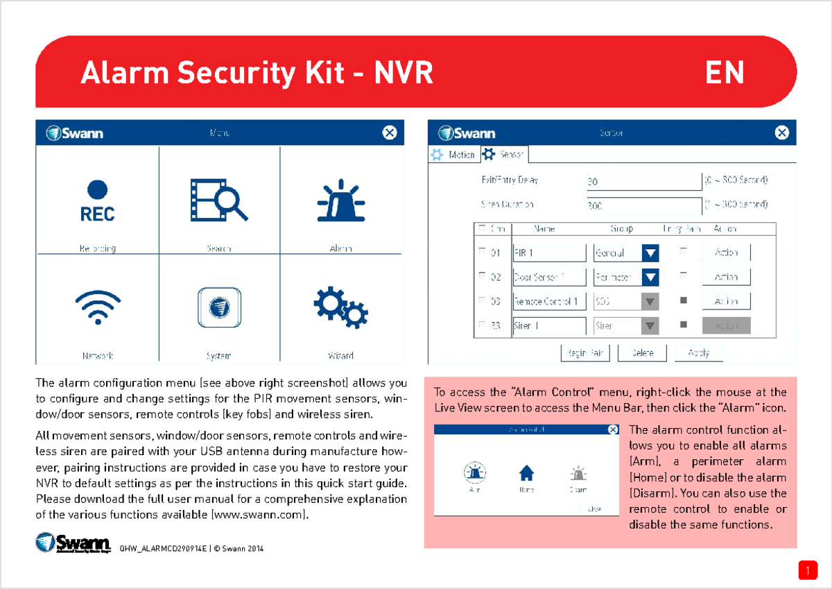 Nvr dvr alarm kit ec - QHW_ALARMCD290914E | © Swann 2014 Alarm Security ...