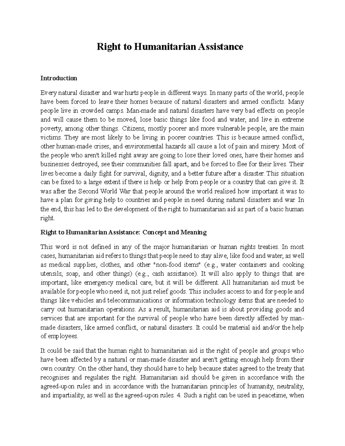 Right to Humanitarian Assistance - Right to Humanitarian Assistance ...