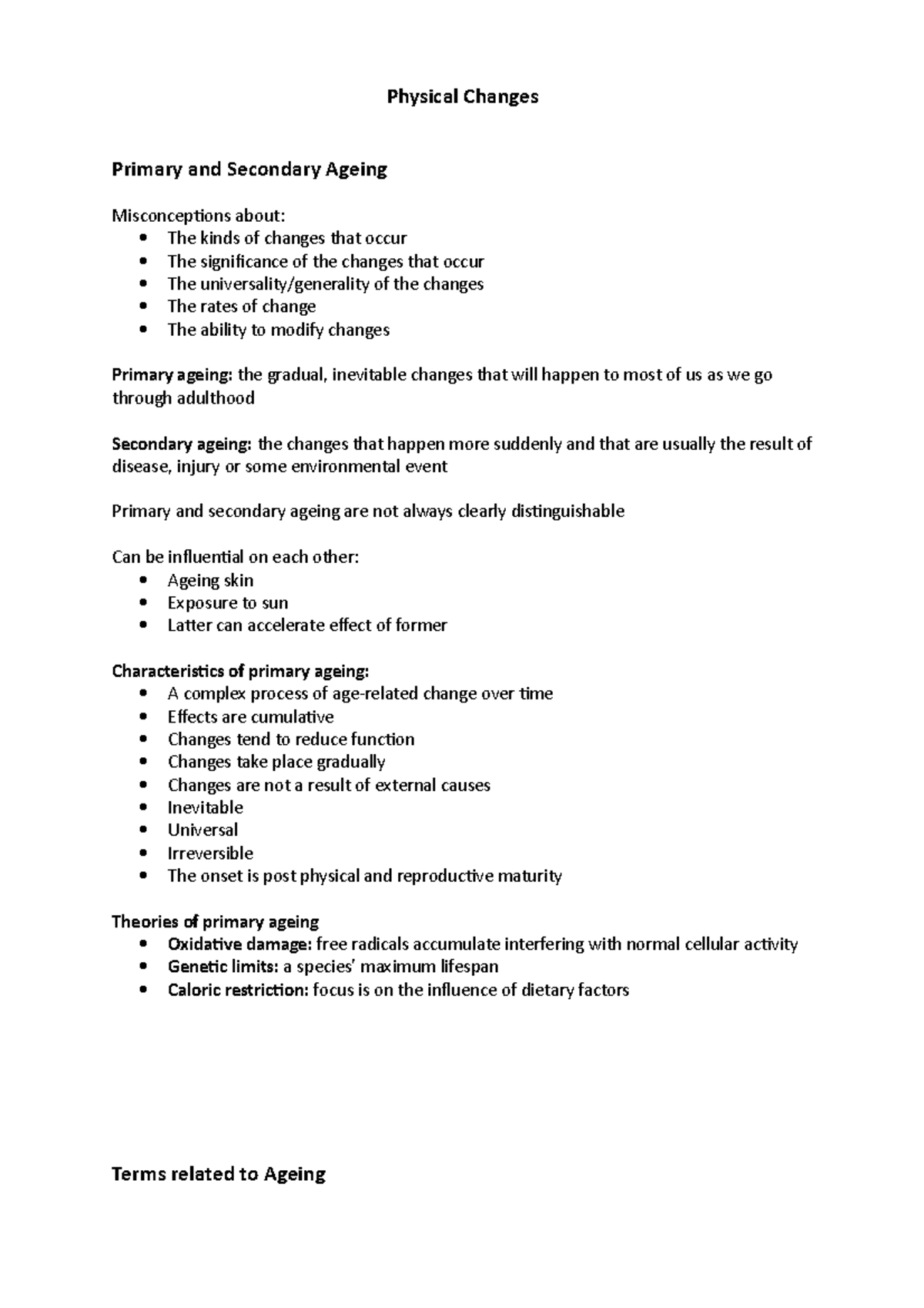 Week 2 - Physical Changes - Physical Changes Primary and Secondary ...