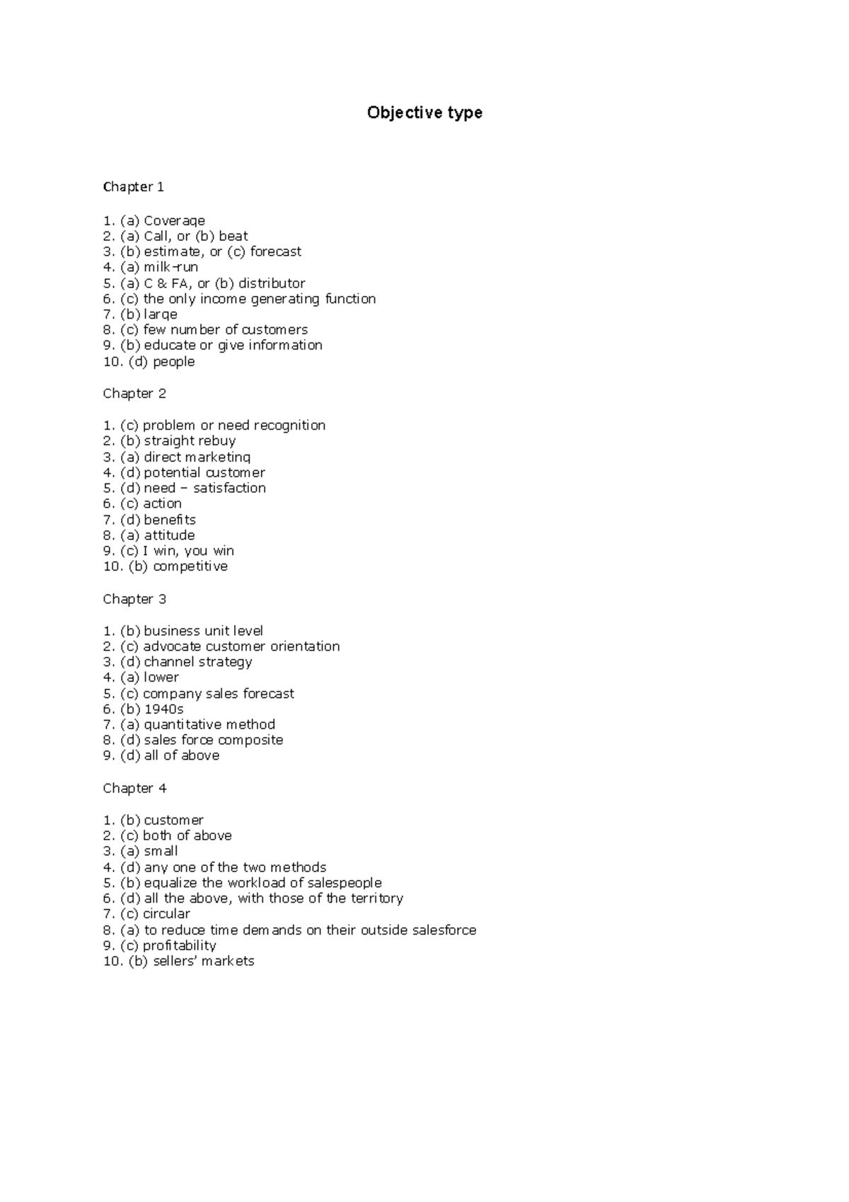 Objective type answers - Objective type Chapter 1 (a) Coverage (a) Call ...