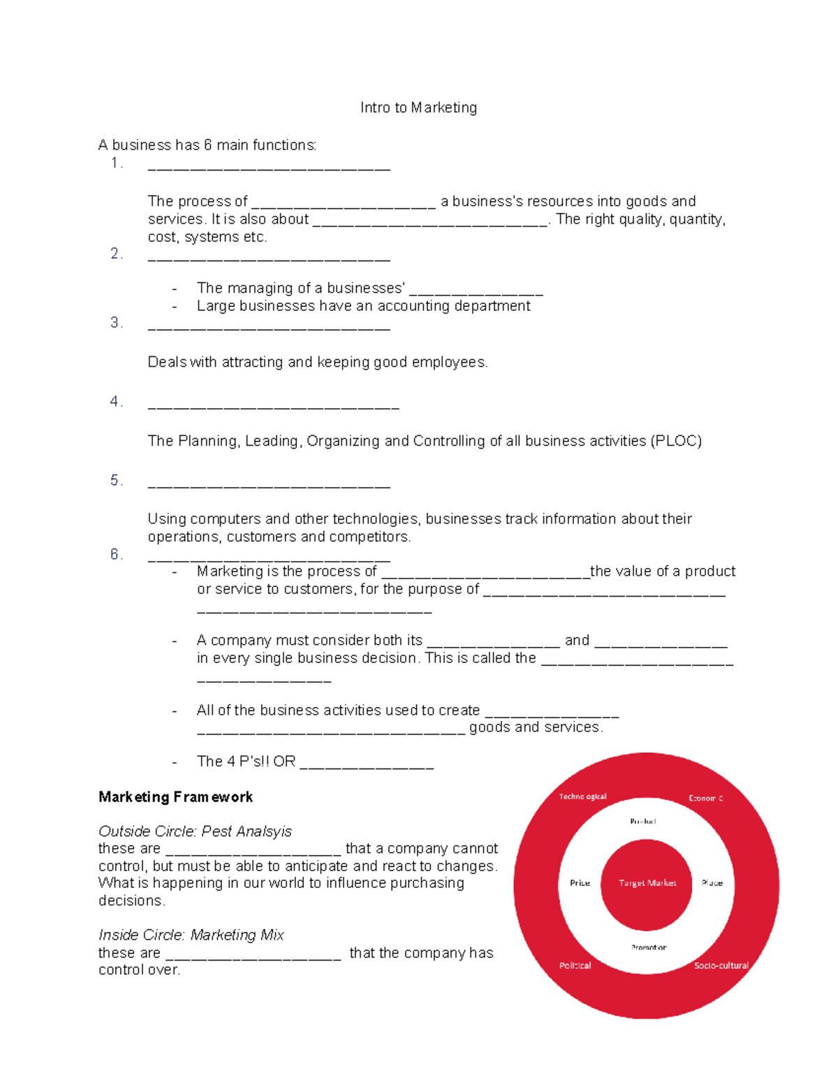 Copy of Intro to Marketing Student Handout P4 - Intro to Marketing A ...