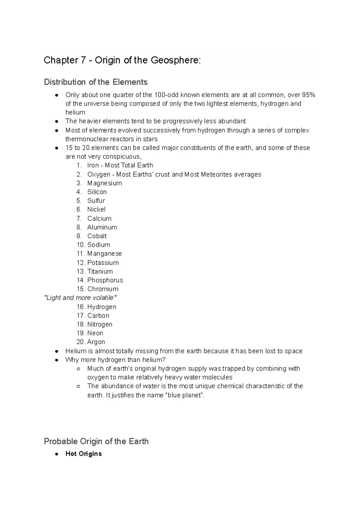 Chapter 7 Origin of the Earth - Chapter 7 - Origin of the Geosphere ...