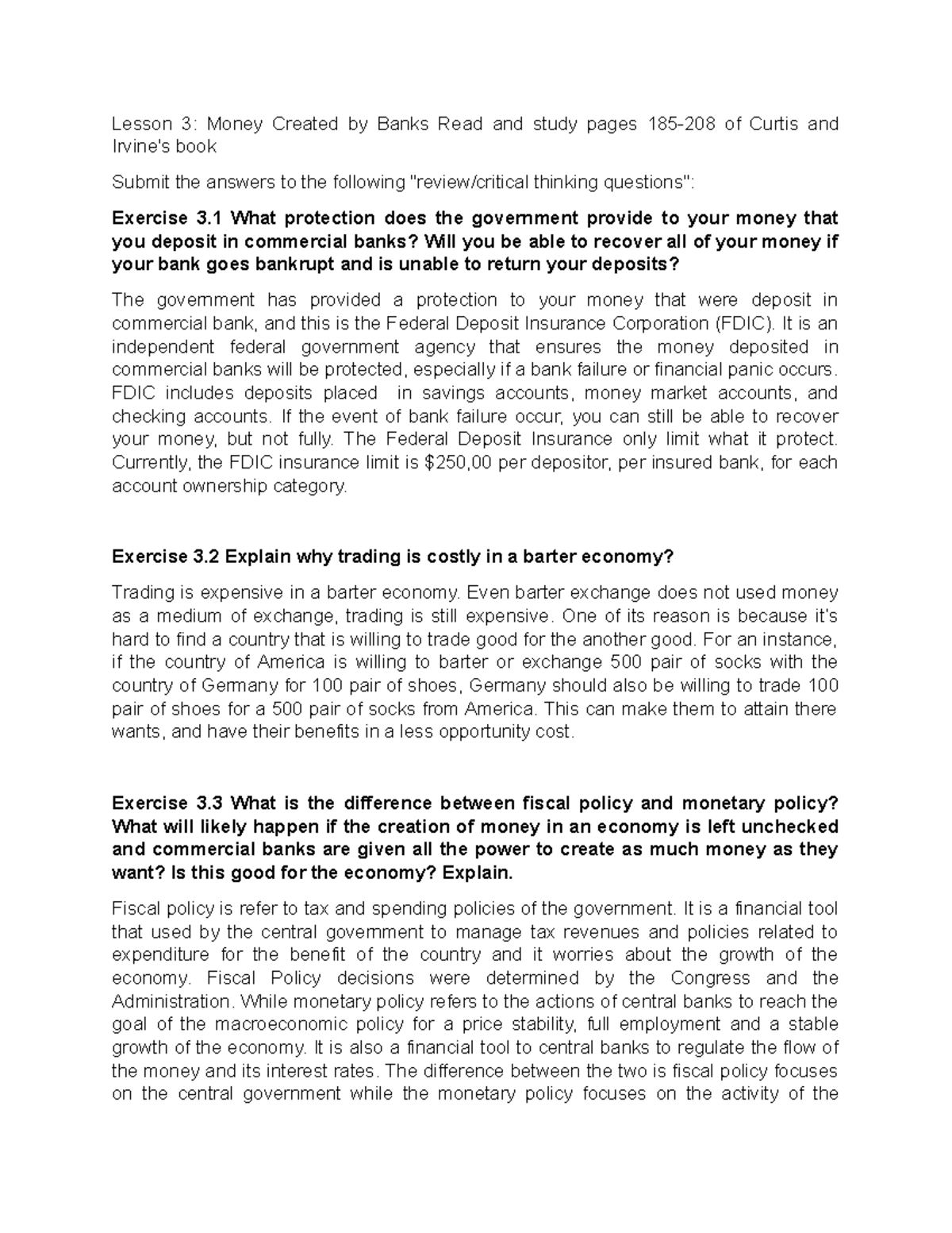 Basic macro l3p4 micro l4p3 - Lesson 3: Money Created by Banks Read and ...