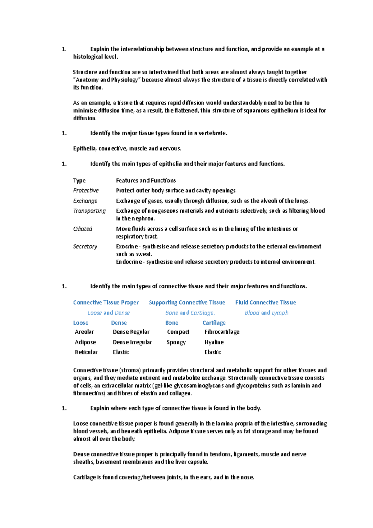 BMS107 Lectures 5-8 Notes - 1. 1. 1. Explain the interrelationship ...