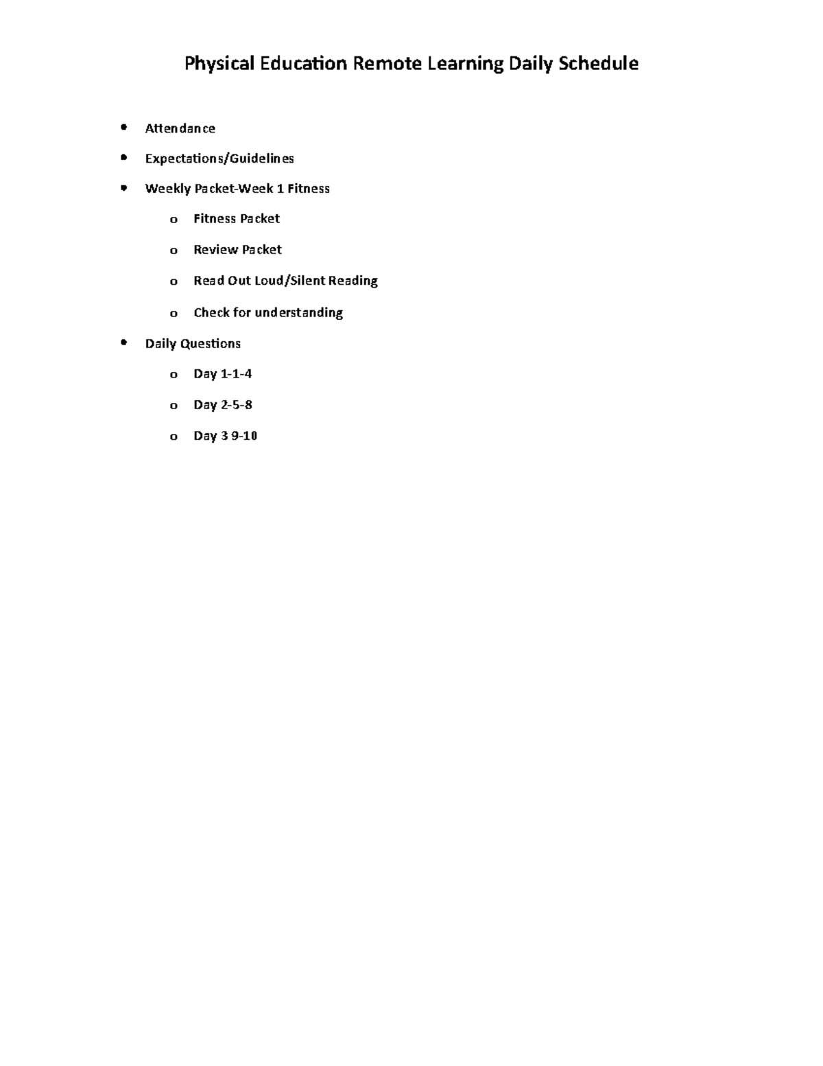 Fitness Unit Day 2 Questions 2 - Physical Education Remote Learning ...