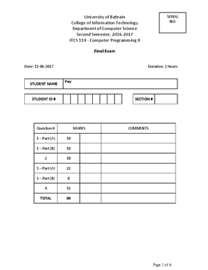 Assig-1 - University of Bahrain College of Information Technology Computer Science Department ...