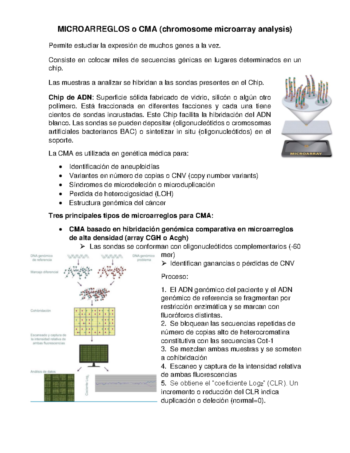 Microarreglos o CMA - MICROARREGLOS o CMA (chromosome microarray ...