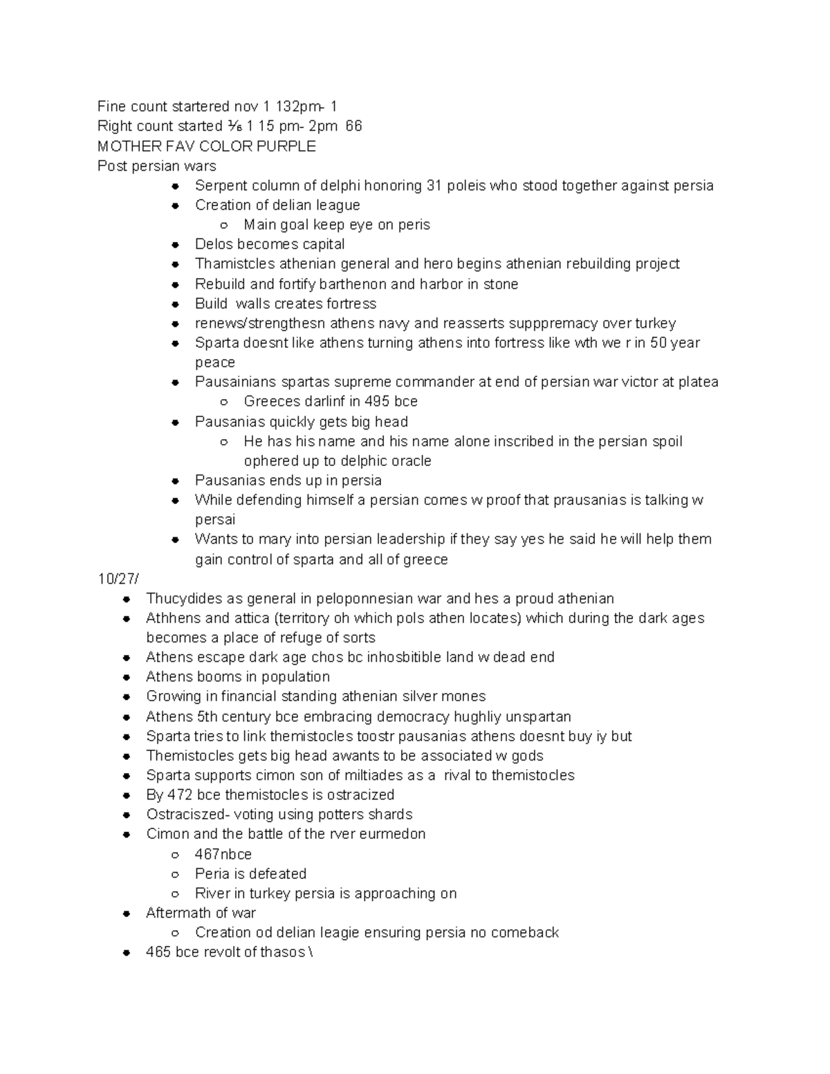 Gh exam 3 - notes - Fine count startered nov 1 132pm- 1 Right count ...