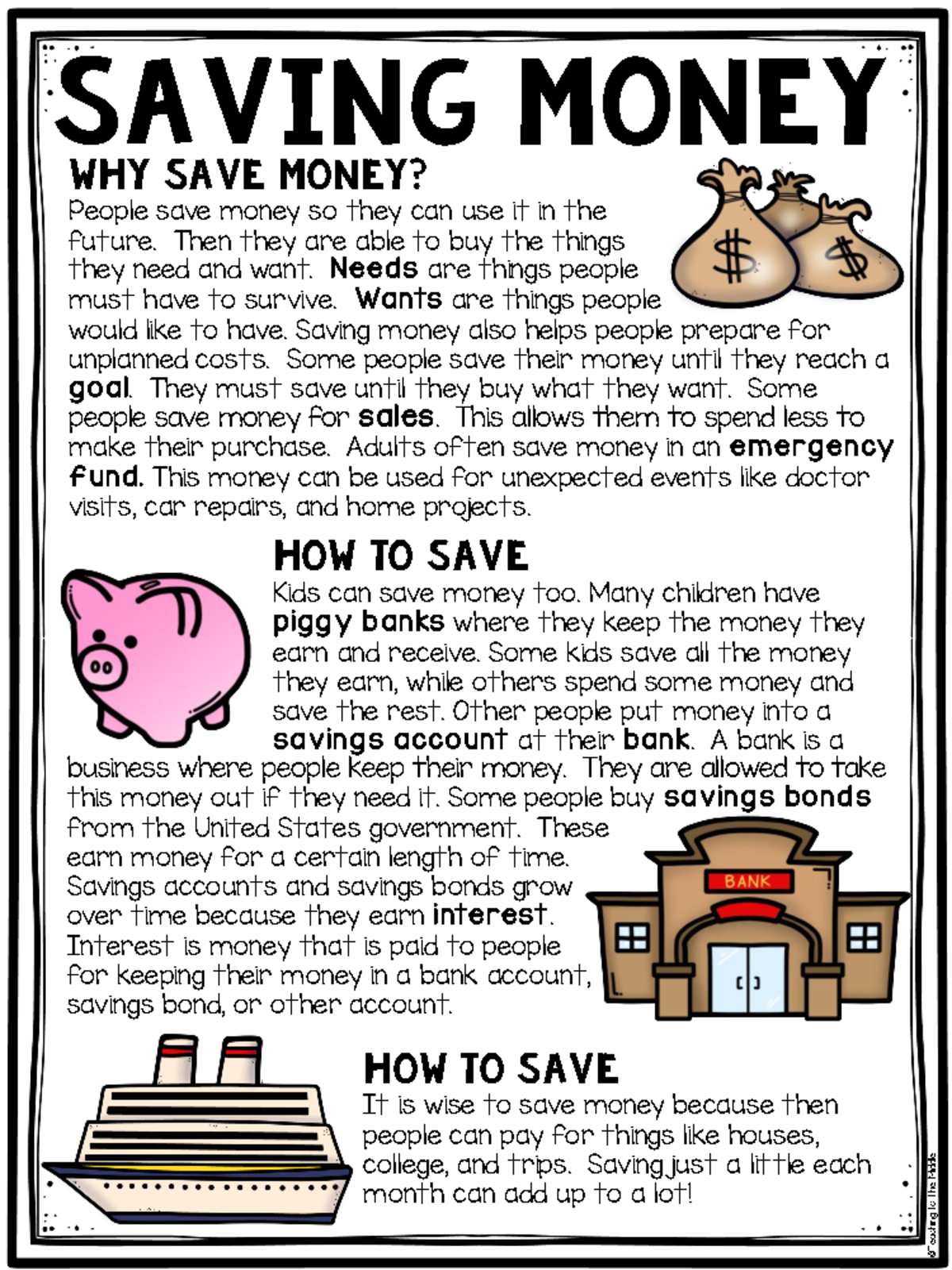 Financial Literacy Reading Comprehension Worksheet Saving Money-1 ...