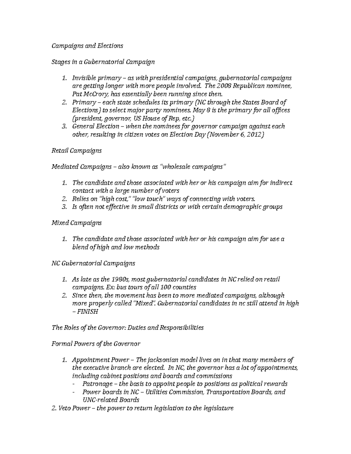12:5 state and local notes - Campaigns and Elections Stages in a ...