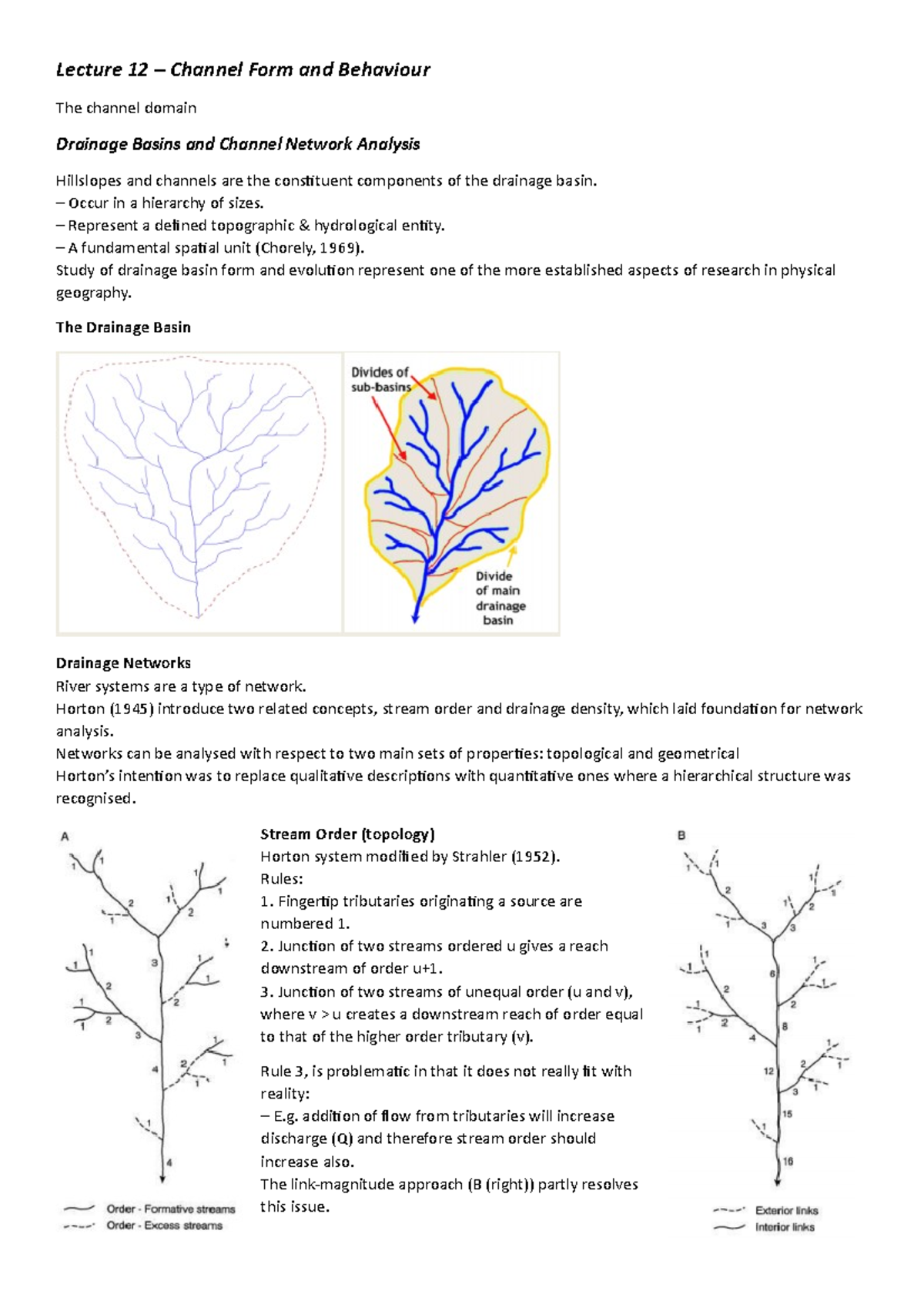 Lecture 12 - channel form and behaviour - Lecture 12 – Channel Form and ...