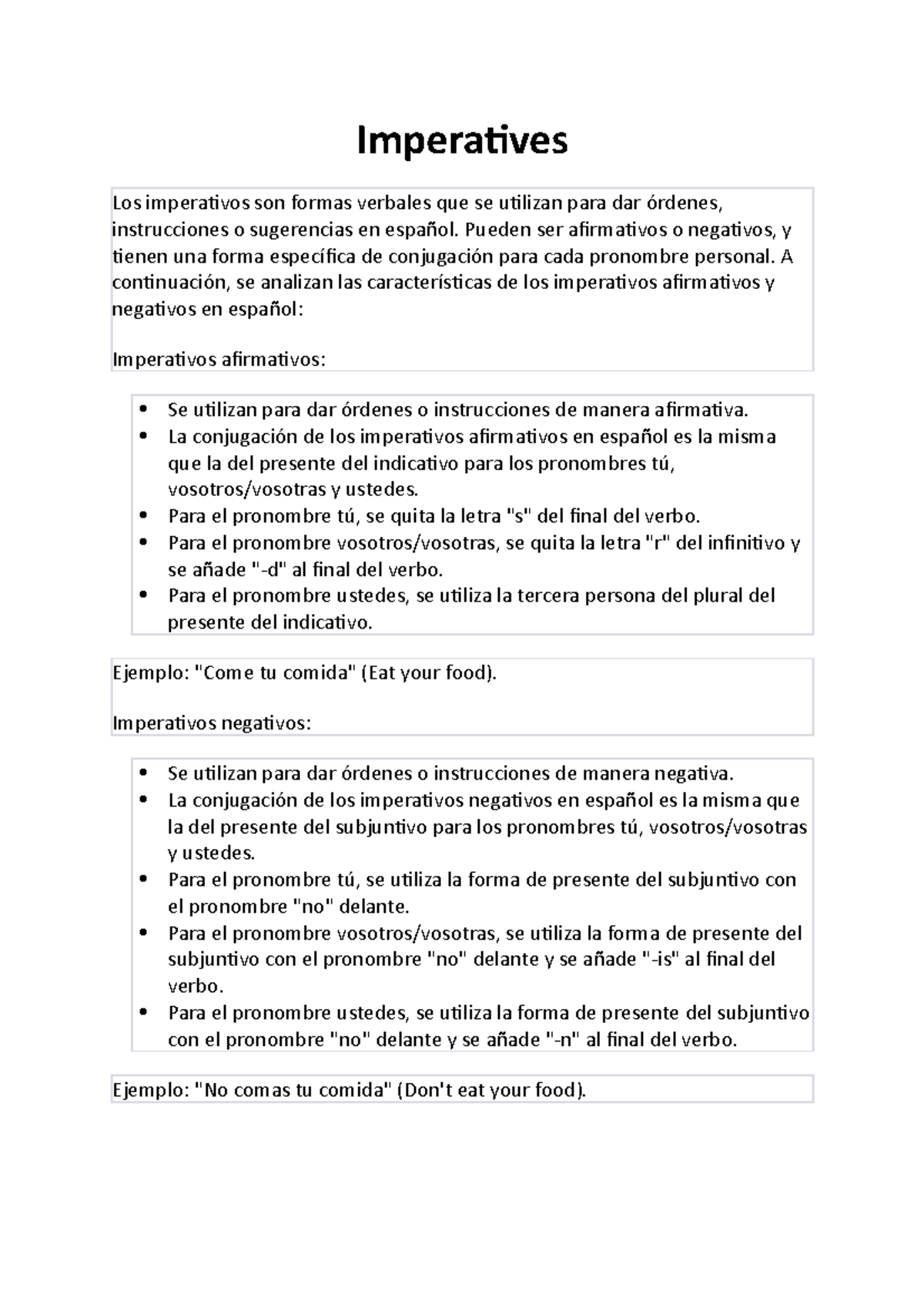Imperatives - Imperatives Los imperativos son formas verbales que se utilizan para dar órdenes ...