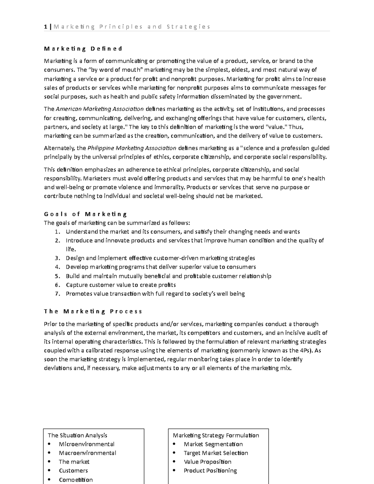 Marketing Principle and Strategies (Part I) - M a r k e i n g D e i n e ...