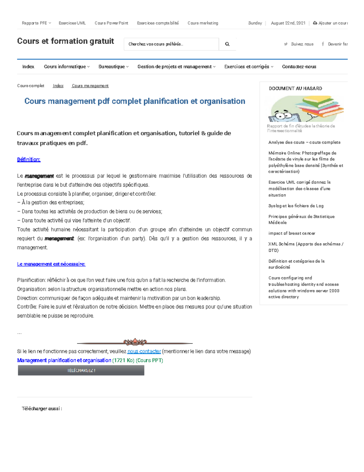 Cours management pdf complet planification et organisation – Cours et ...