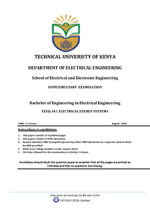 341 exams 2017 - TECHNICAL UNIVERSITY OF KENYA DEPARTMENT OF ELECTRICAL ...