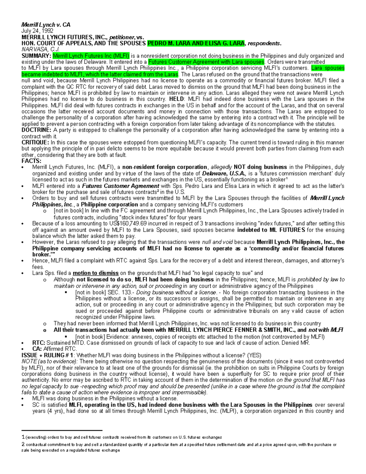 7. Merril Lynch Futures v. CA, 211 SCRA 824, 837-financial broker ...