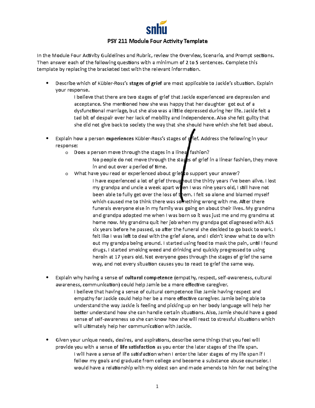 PSY 211 Module Four Activity Template - Studocu