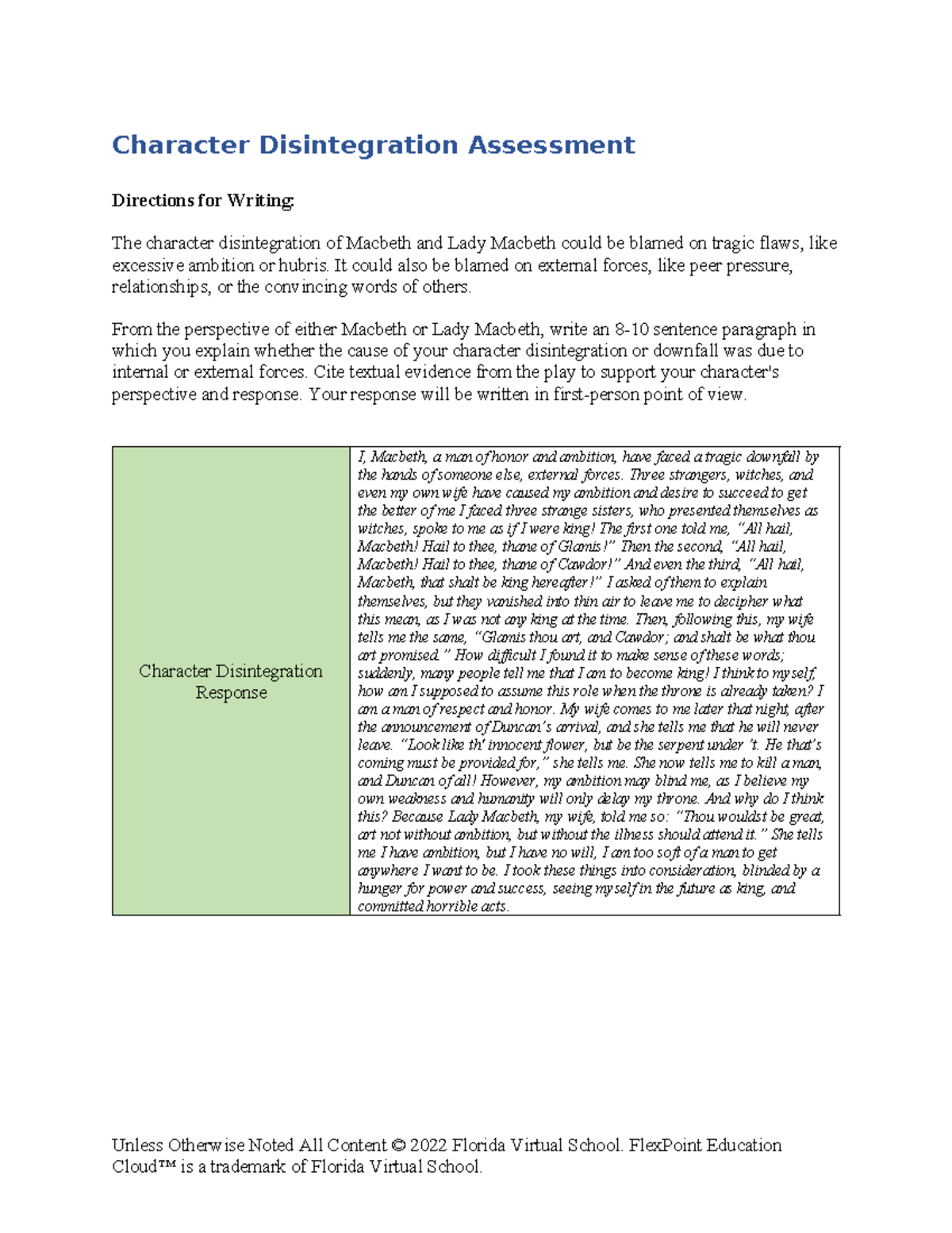 05.05 Character Disintegration - Character Disintegration Assessment ...