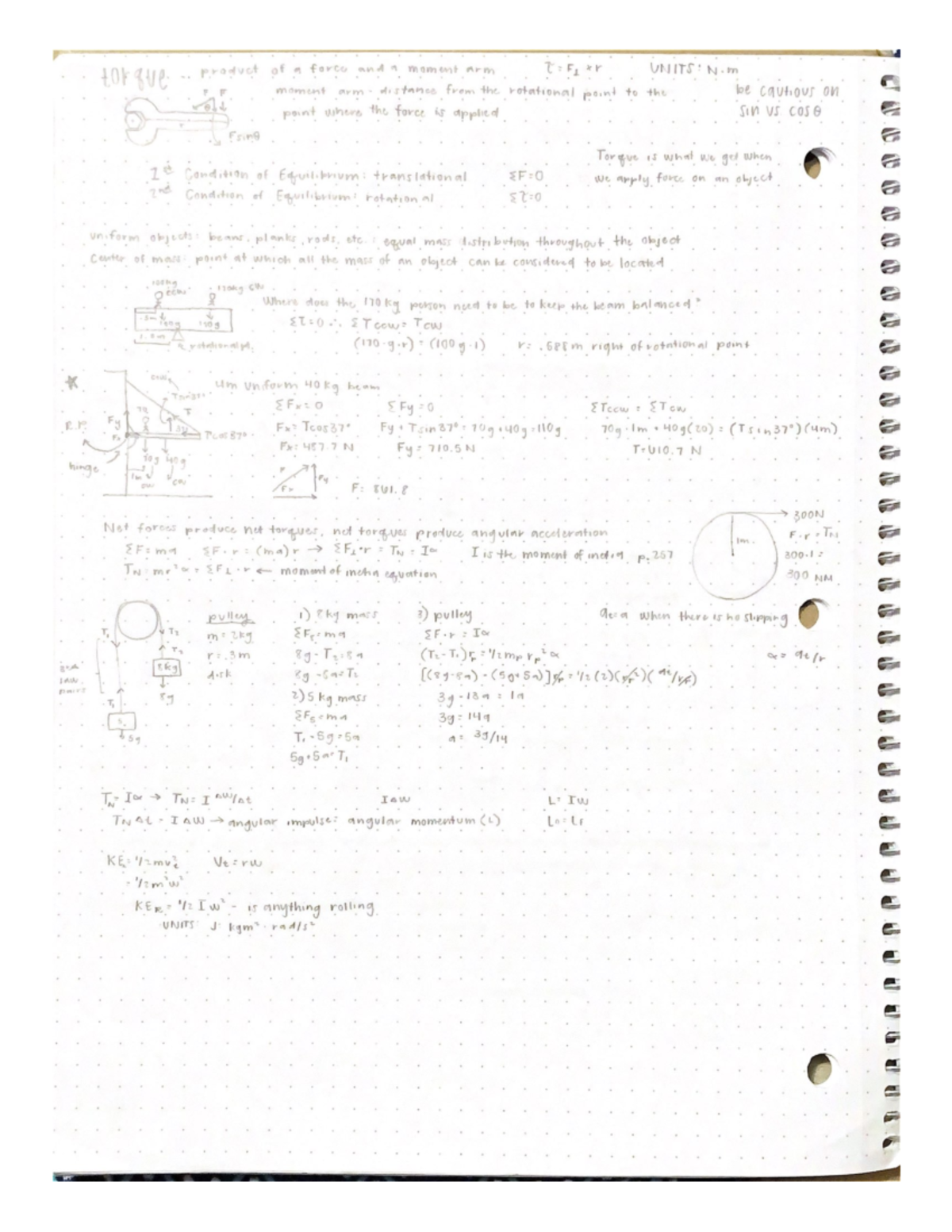 Physics 1 - Torque Notes - Studocu