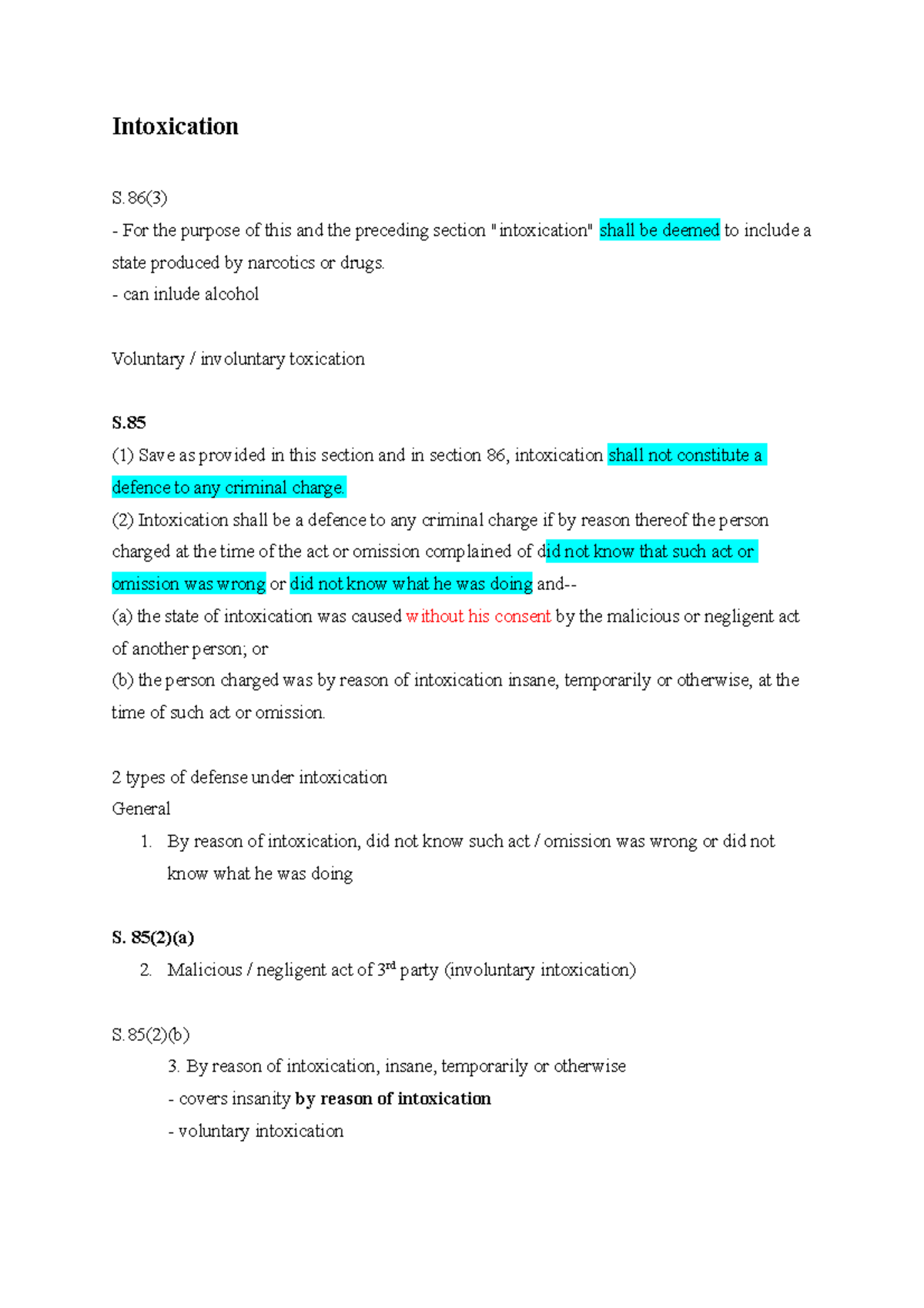 Intoxication Lecture Notes - Intoxication S(3) For the purpose of this ...