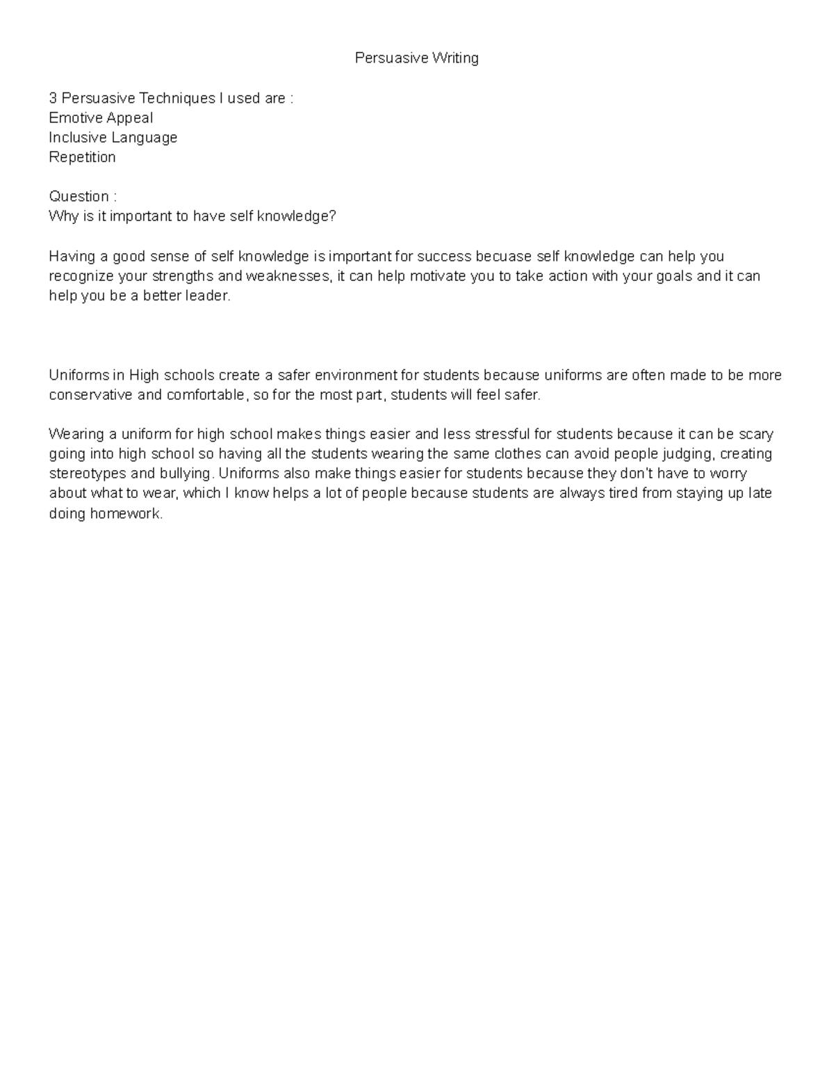 Novel study notes - Variant - Persuasive Writing 3 Persuasive ...