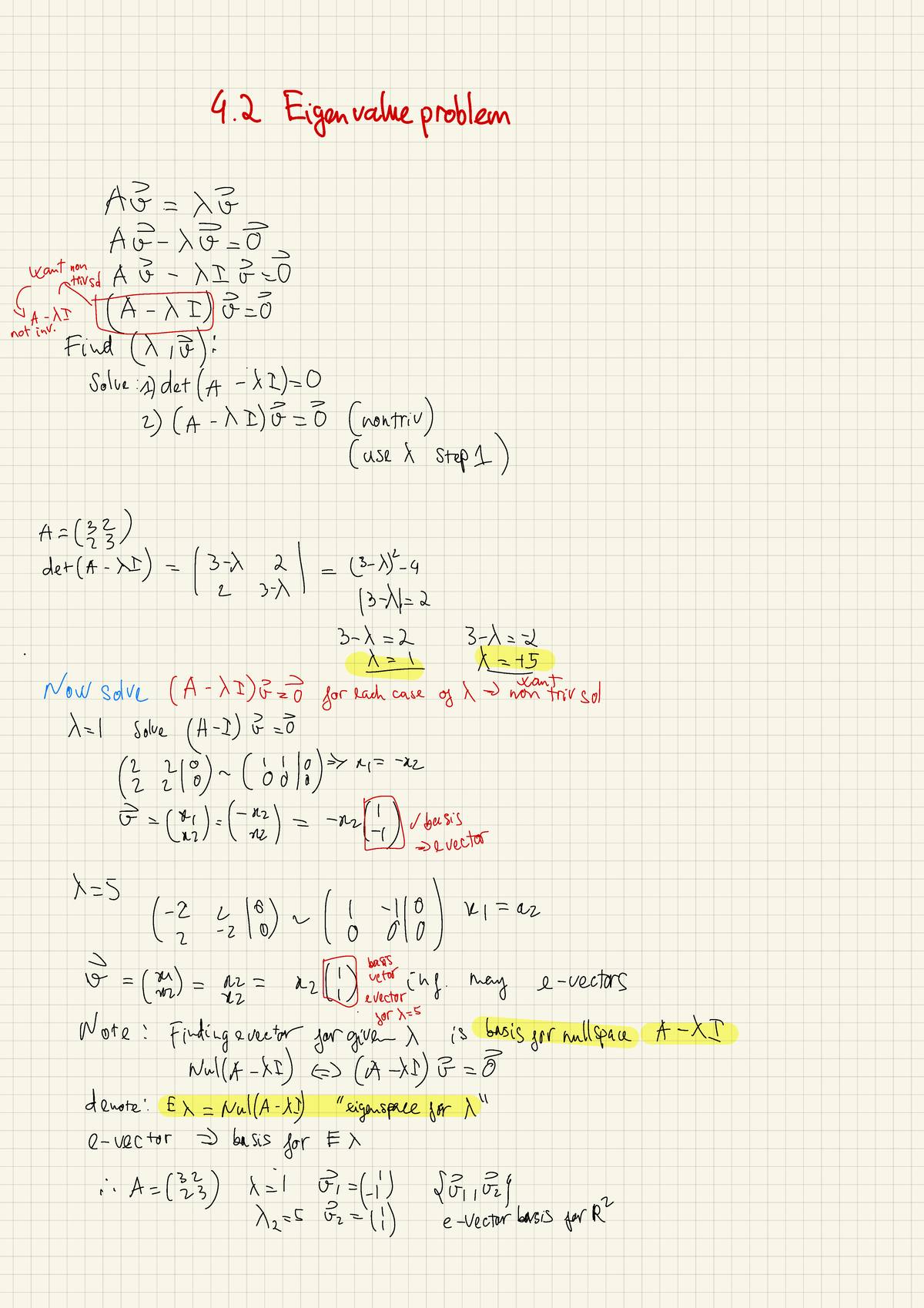 4.2 Eigenvalue problem - Eigenvalue problem A:X A- X8 = 8 Kantwirsol A -xI8 = 8 x I) = Find (X ...