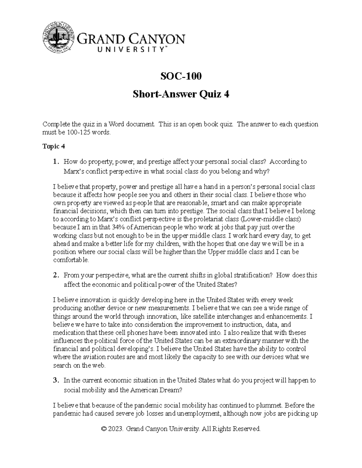 SOC-100.Short-Answer Quiz 4 1-8-18 - SOC- Short-Answer Quiz 4 Complete ...
