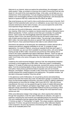 34 Script - Welcome to the world of opulence and extravagance! Today ...