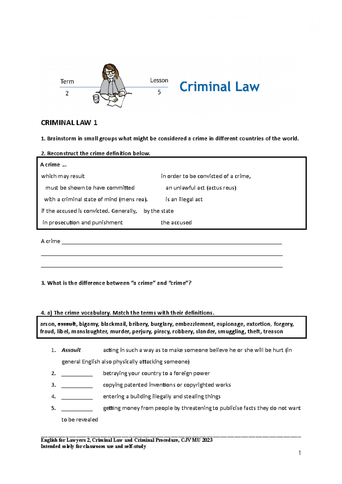 Lekce 1-criminal law - věci co jsou všude blbý - CRIMINAL LAW 1 ...