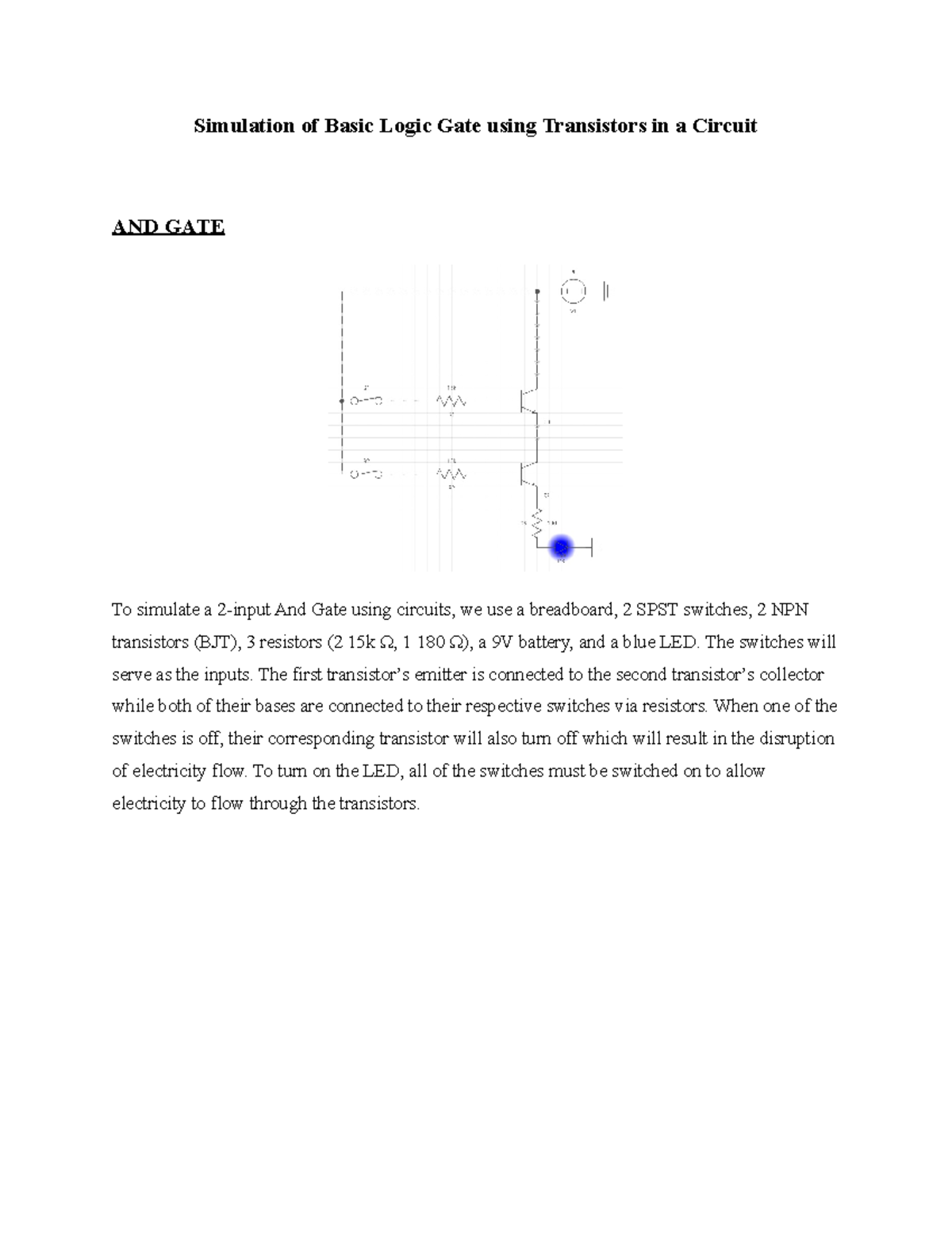 Simulation of Basic Logic Gate using Transistors in a Circuit - The ...