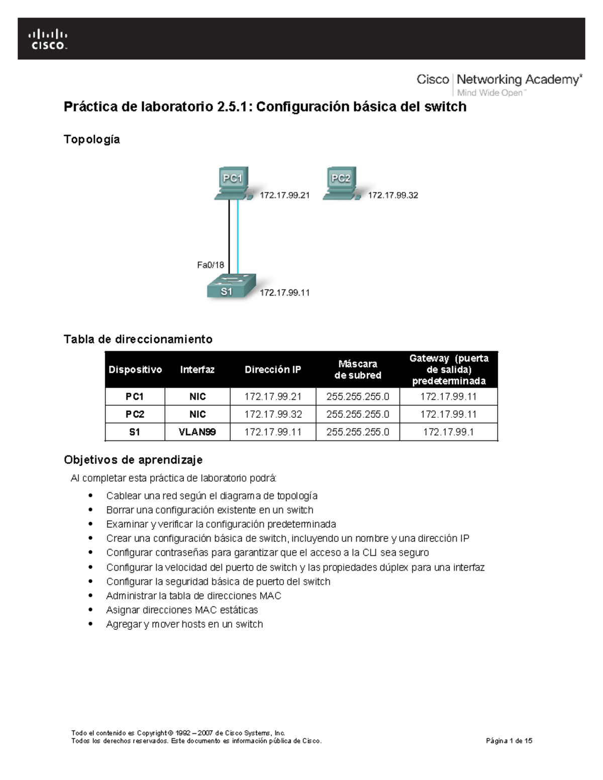 Practica de laboratorio 2 5 1 Configurac - Práctica de laboratorio 2.5 ...