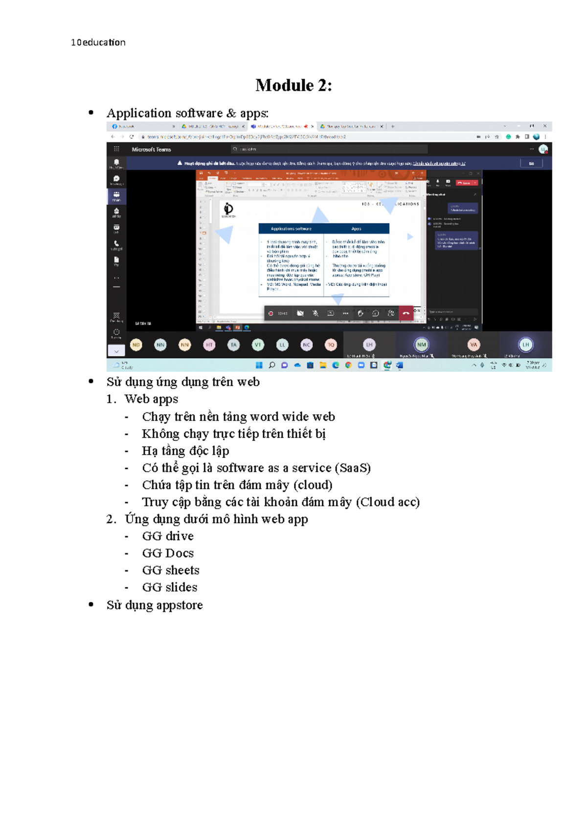 IC3 - Bài lecture note môn IC3 - 10education Module 2: Application ...