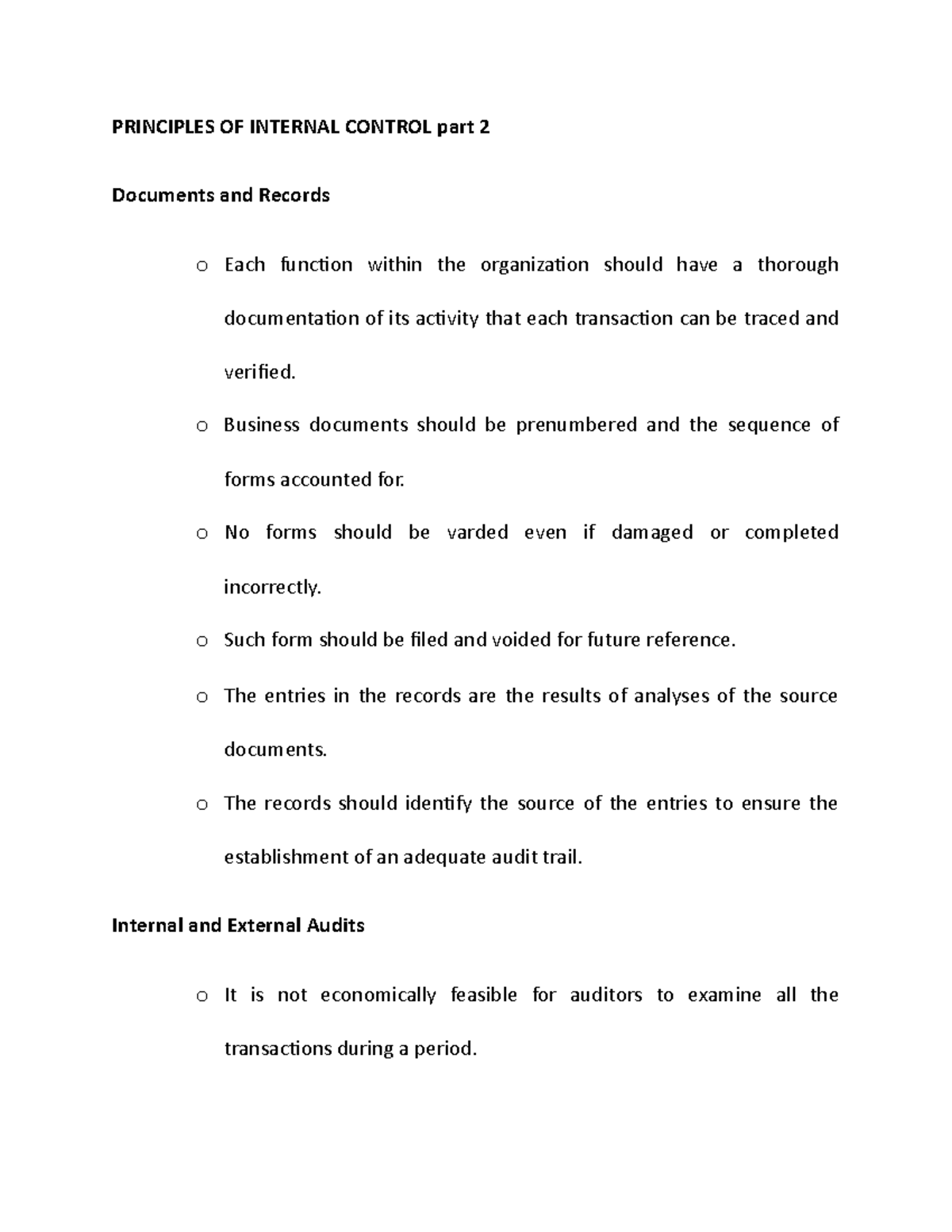 Principles OF Internal Control part 2 - PRINCIPLES OF INTERNAL CONTROL ...