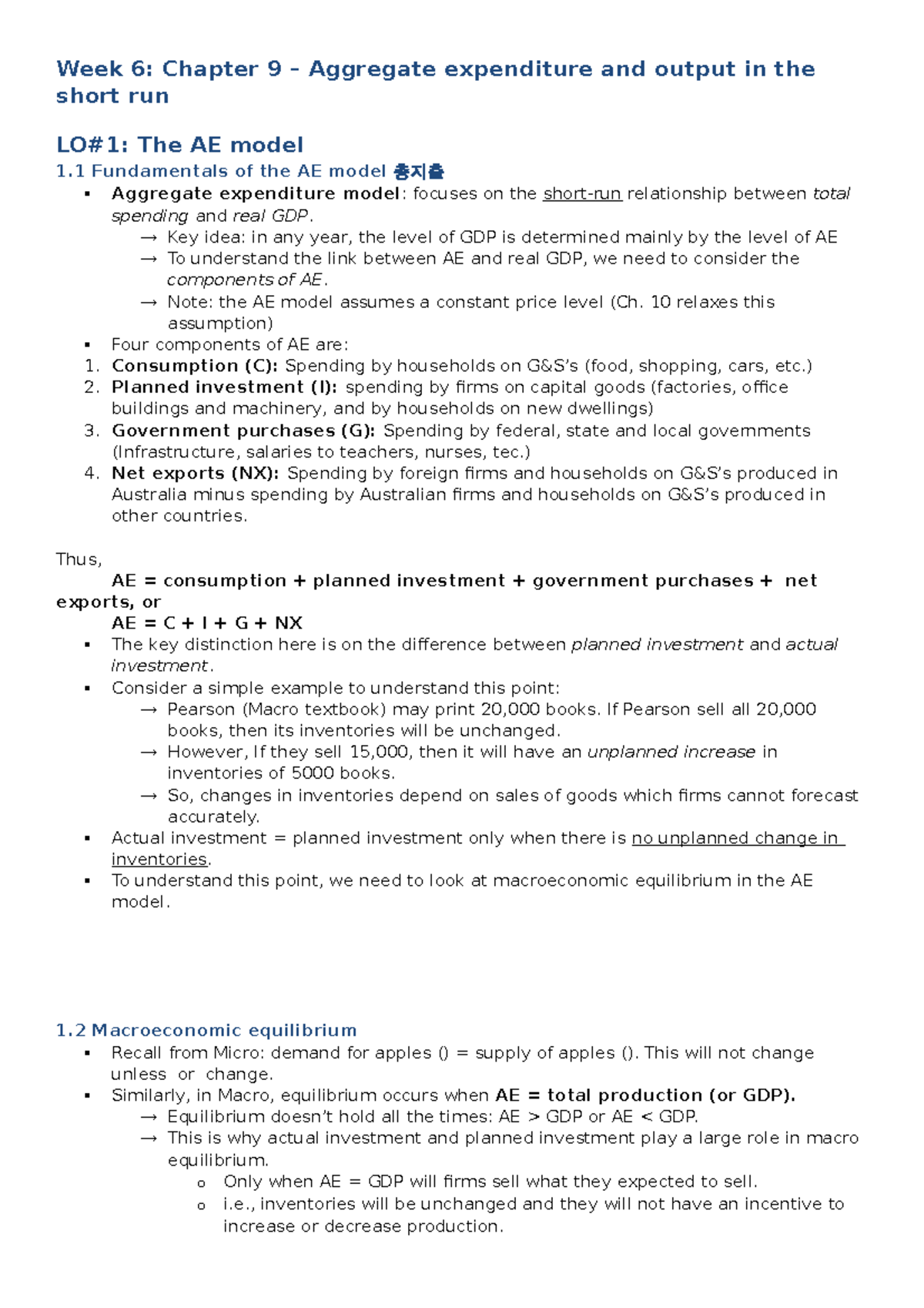 Chapter 9 Aggregate expenditure - Week 6: Chapter 9 – Aggregate ...