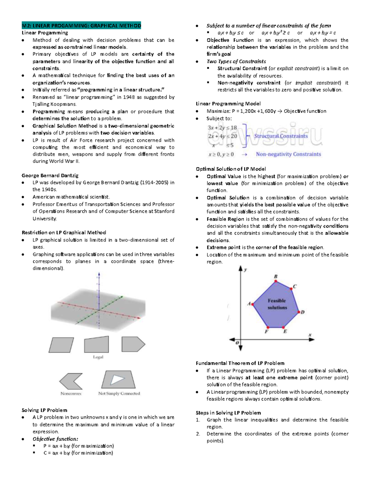 M2 Mgtscie - M2: LINEAR PROGAMMING: GRAPHICAL METHOD Linear Progamming ...