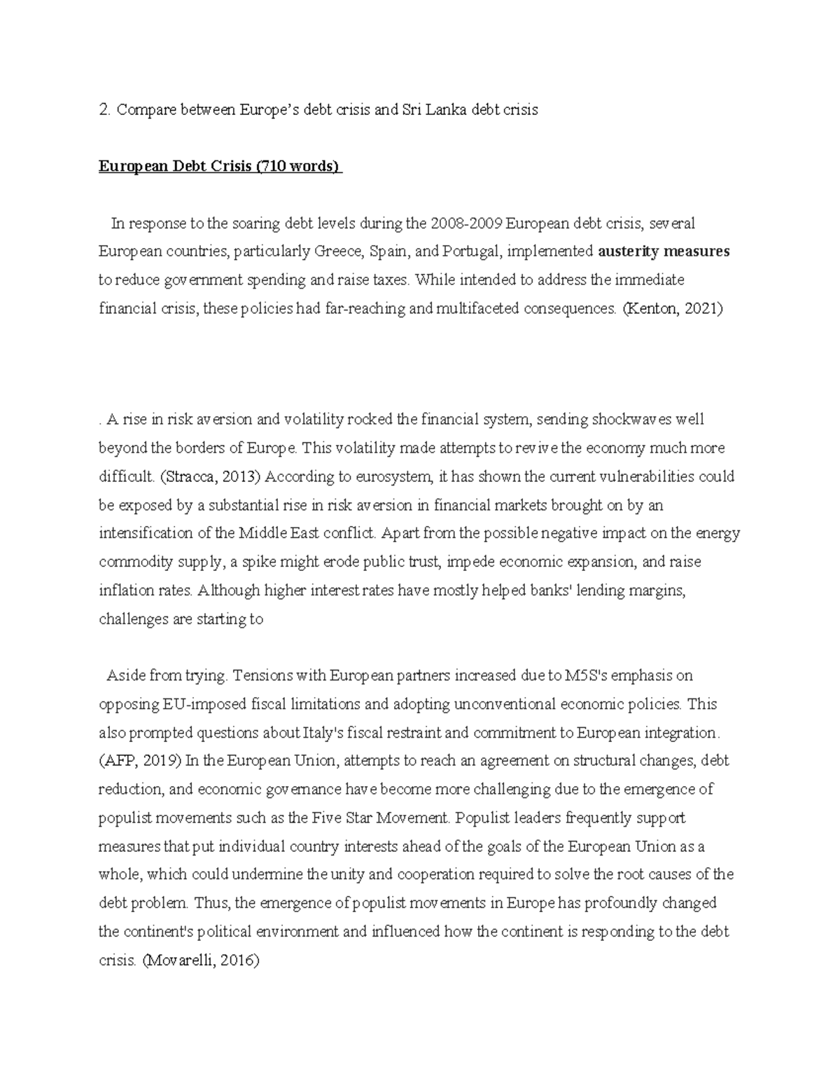 Int. Finance Grp assignment - Compare between Europe’s debt crisis and Sri Lanka debt crisis ...