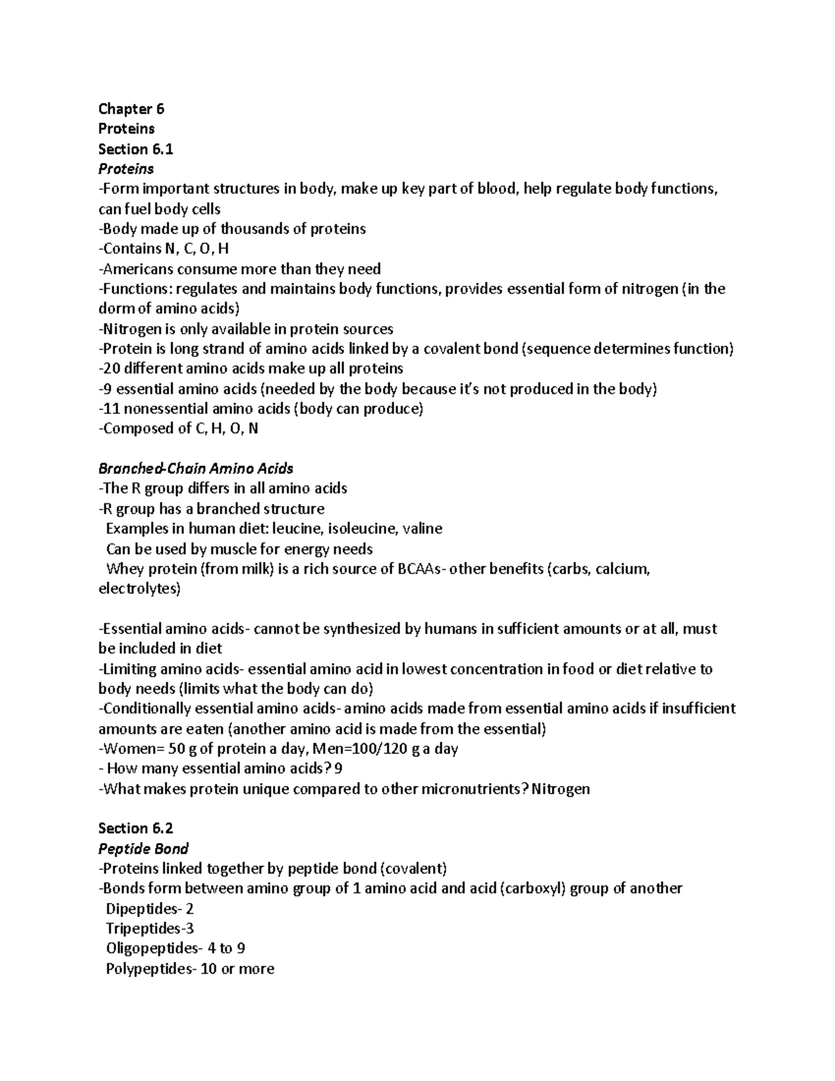 Human anatomy chapter 6 exam - Chapter 6 Proteins Section 6 Proteins ...