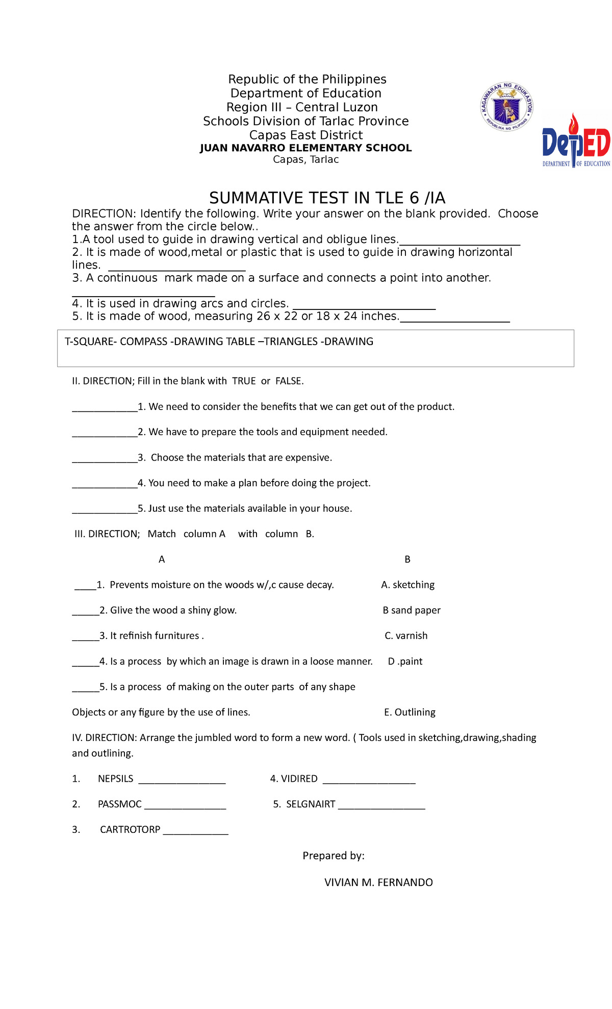 ST TLE 6 Q3 - none so far - Republic of the Philippines Department of ...