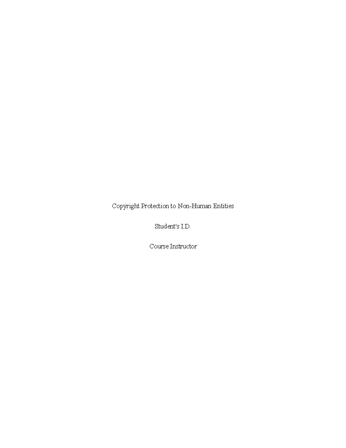 Copyright in Non-Human Entities - Copyright Protection to Non-Human ...