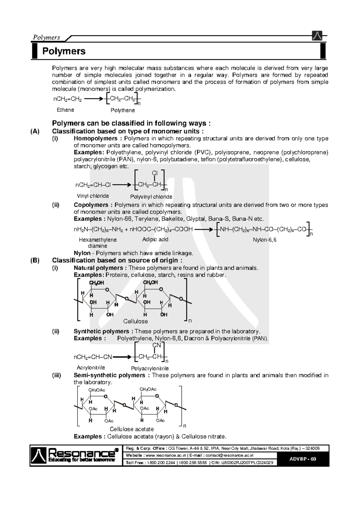Polymers Theory - Reg. & Corp. Office : CG Tower, A-46 & 52, IPIA, Near ...