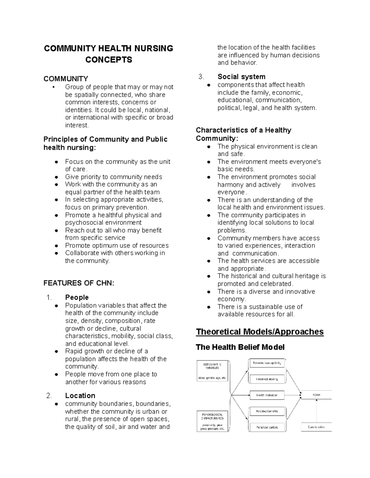 CHN Concepts - chn - COMMUNITY HEALTH NURSING CONCEPTS COMMUNITY Group ...