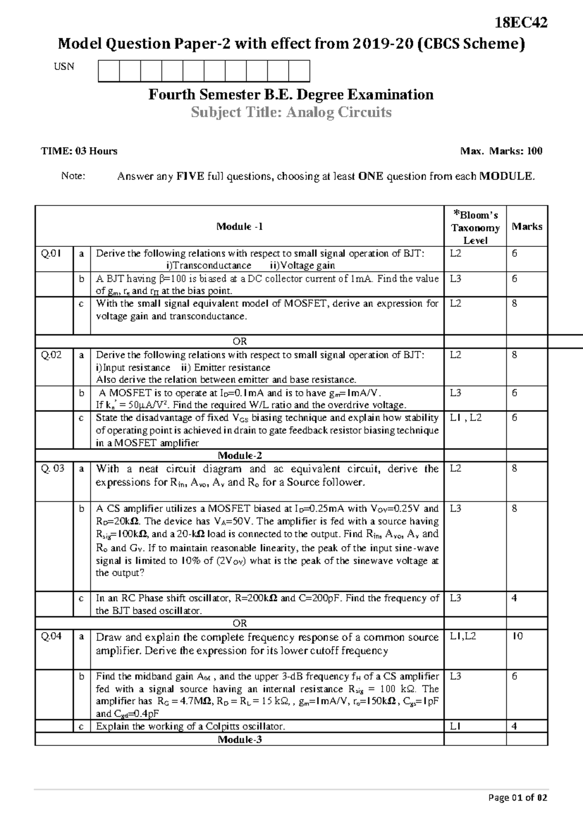 18ec422 model qp AC - hkhdd - 18EC Page 01 of 02 Model Question Paper ...